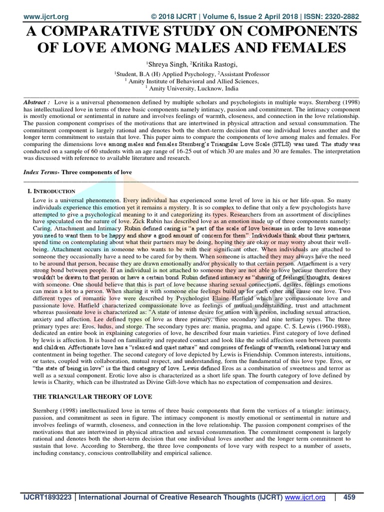 Research Paper On Components of Love | PDF | Romance (Love) | Intimate ...