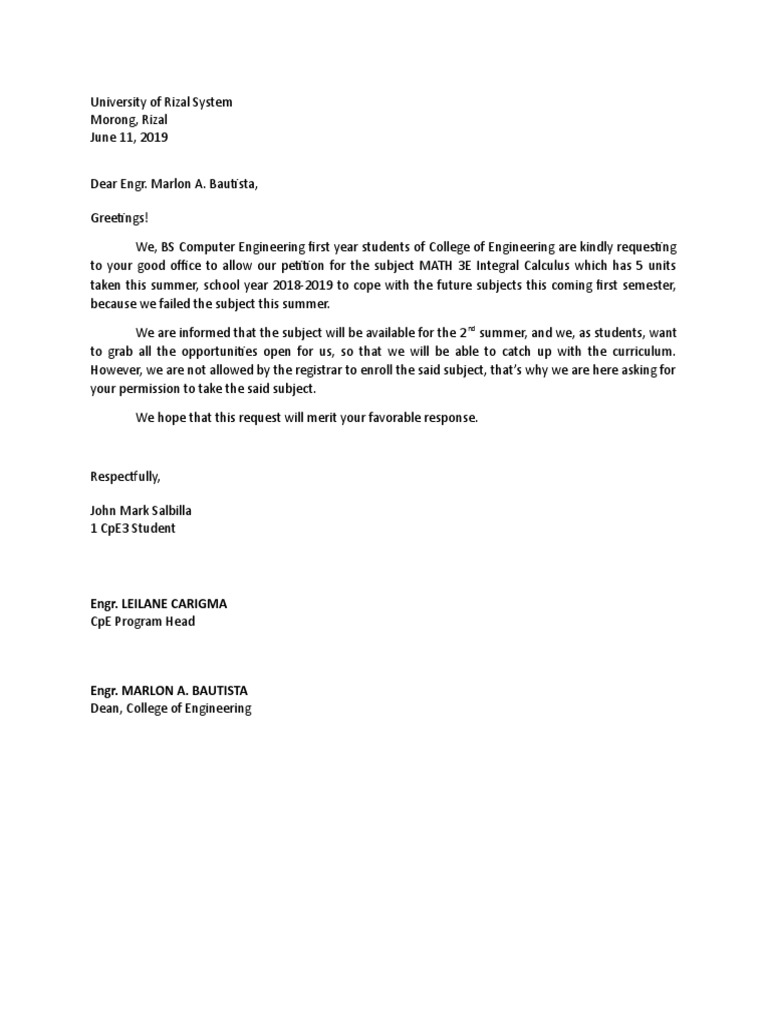 Petition Letter | PDF