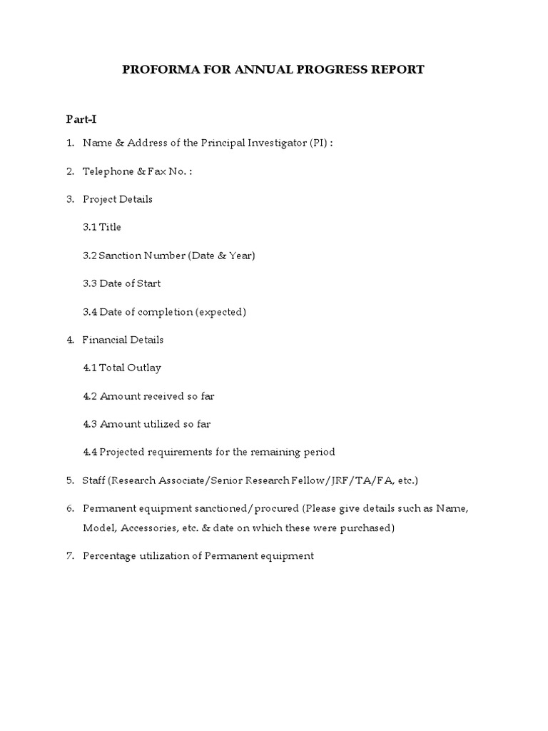 Proforma For Annual Report | PDF