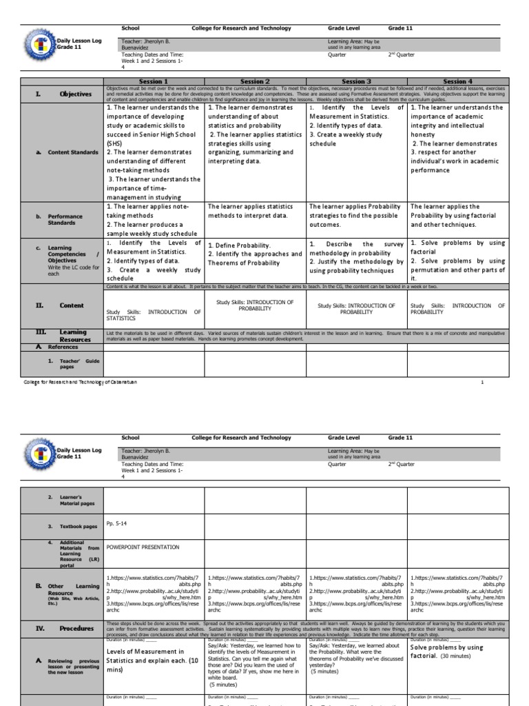 DLL SHS Statistics | PDF | Statistics | Learning