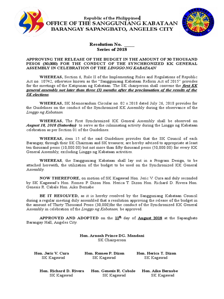 SK FILES Resolution-01 | PDF | Philippines | Government