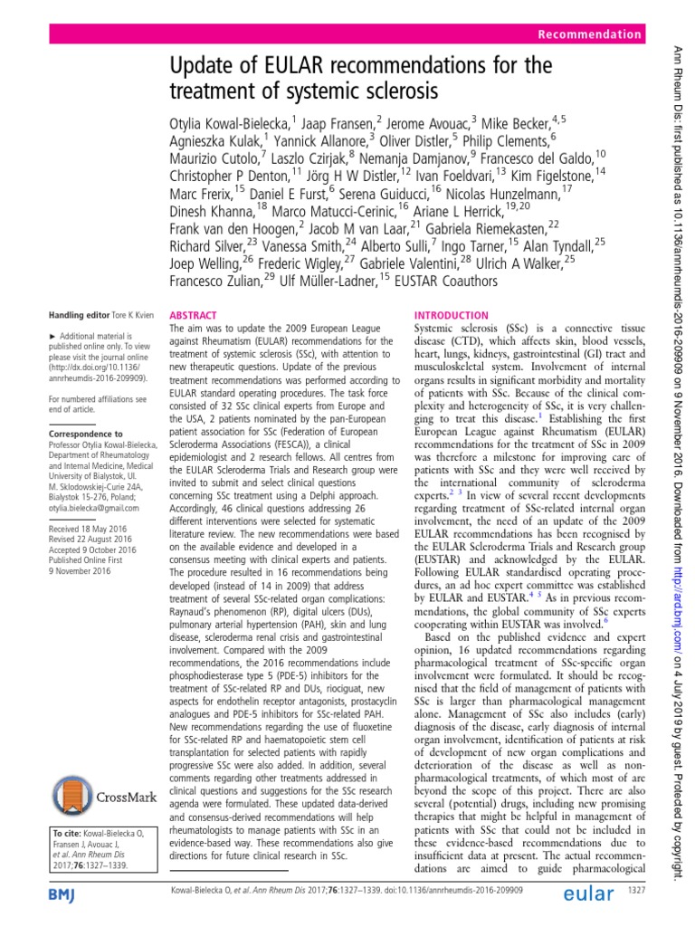 EULAR Recommendations | PDF | Randomized Controlled Trial | Medical ...