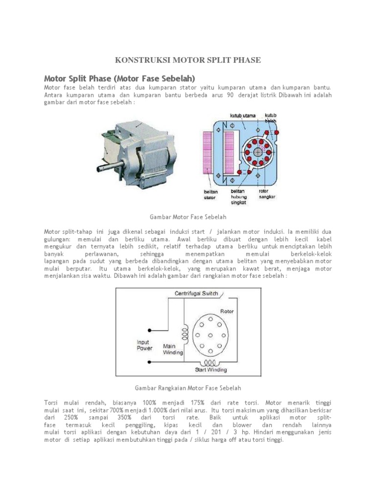 Konstruksi dan Fungsi Motor Split Phase | PDF | Griya & Taman