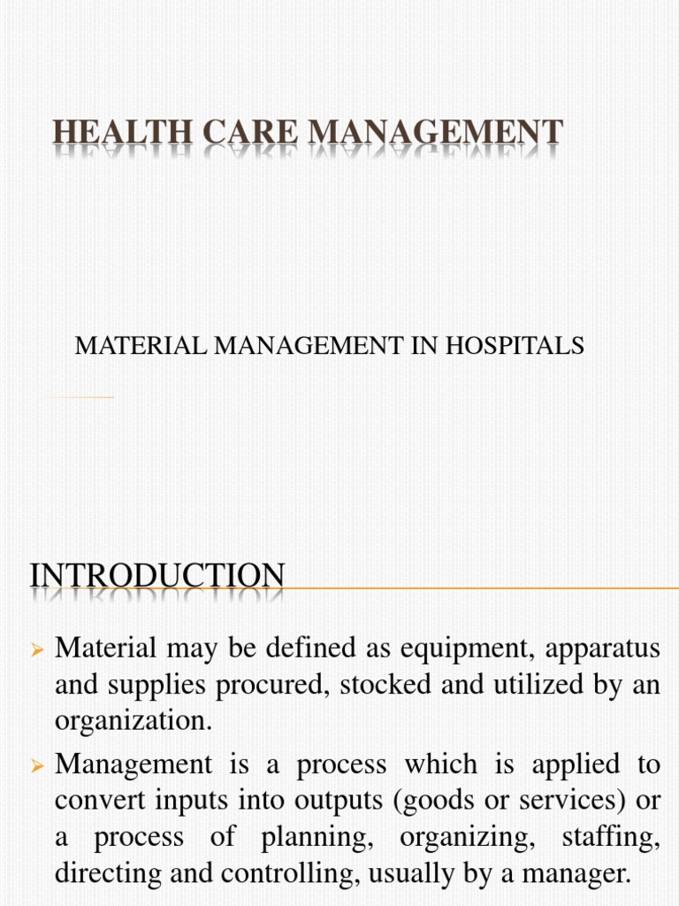 Effective Material Management in Hospitals | PDF | Procurement | Inventory