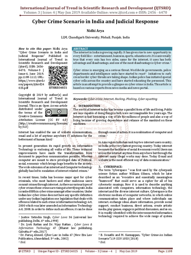 Cyber Crime Scenario in India and Judicial Response | PDF | Phishing ...