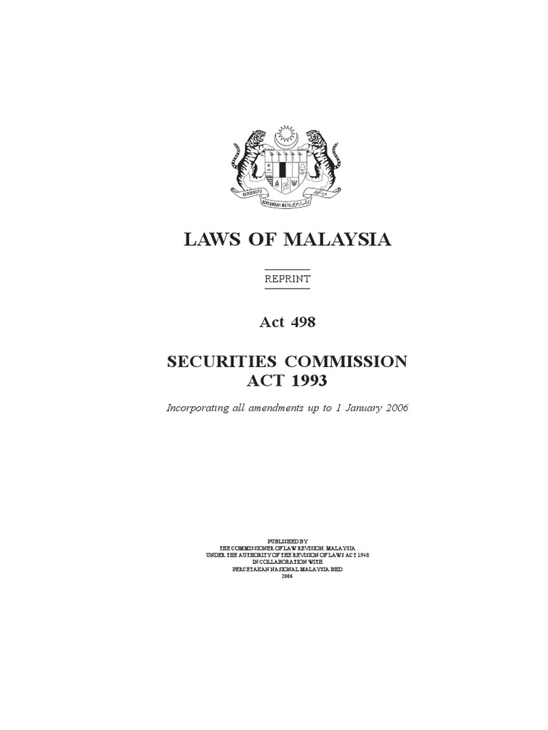 Act 498 | PDF | Prospectus (Finance) | Securities (Finance)