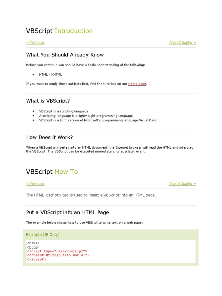 VB Script Notes | Download Free PDF | Html | Active Server Pages