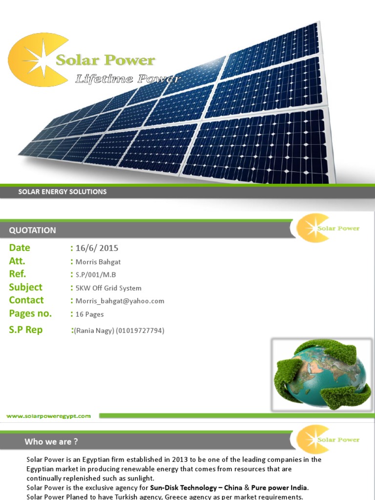 5kw Off Grid System To Eng Morris PDF | PDF | Solar Power | Solar Panel