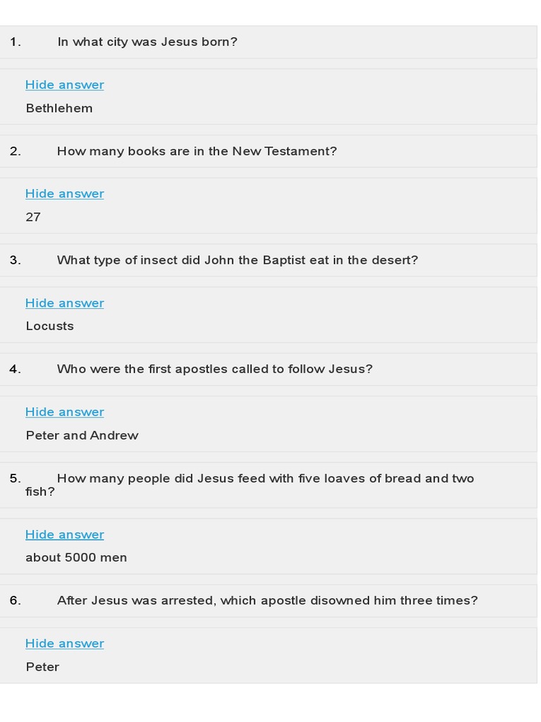 BIBLE QUIZ Questions | PDF | John The Baptist | Christianity