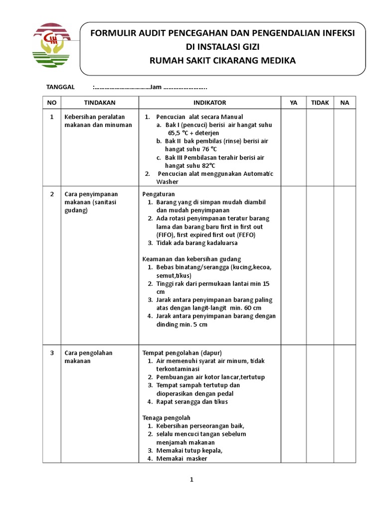 Formulir Audit Ppi Gizi | PDF