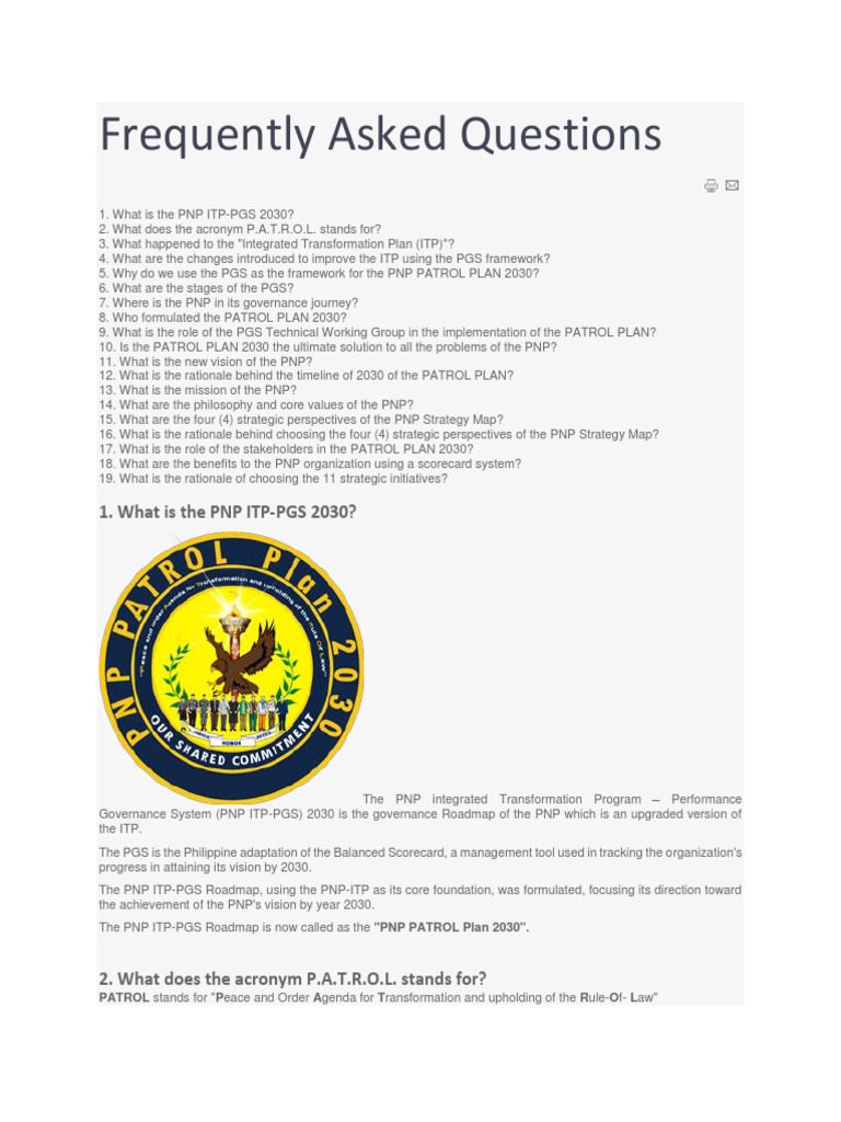 Frequently Asked Questions Pdf Police Governance