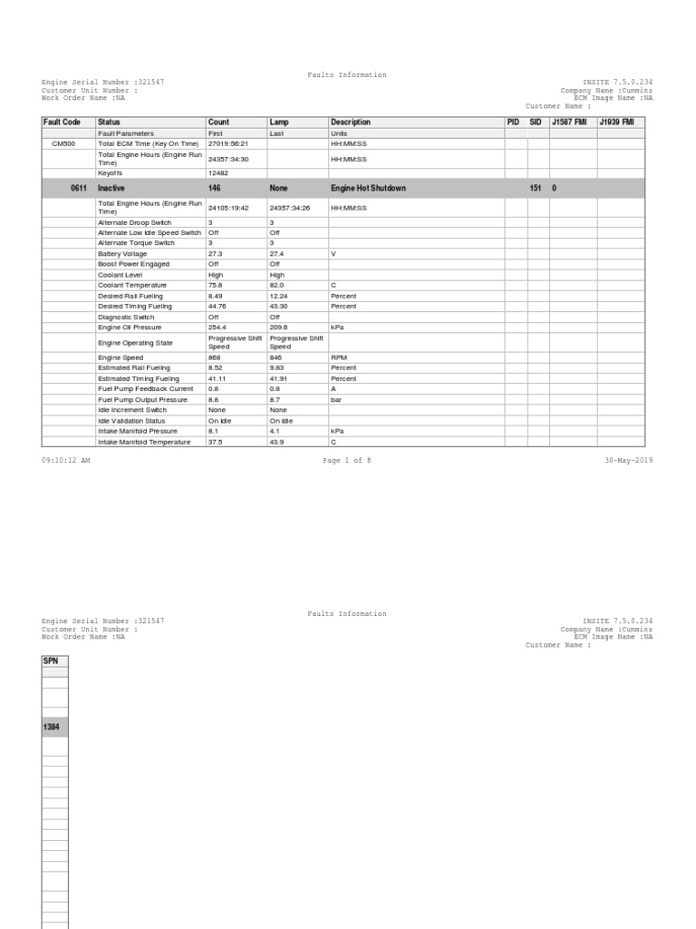 Data Logger Engine qsk23 | PDF | Throttle | Turbocharger