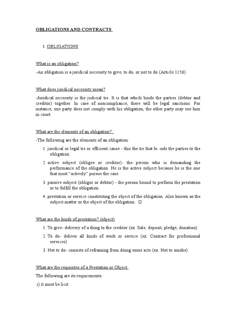 Handout For Obligations | PDF | Negligence | Interest