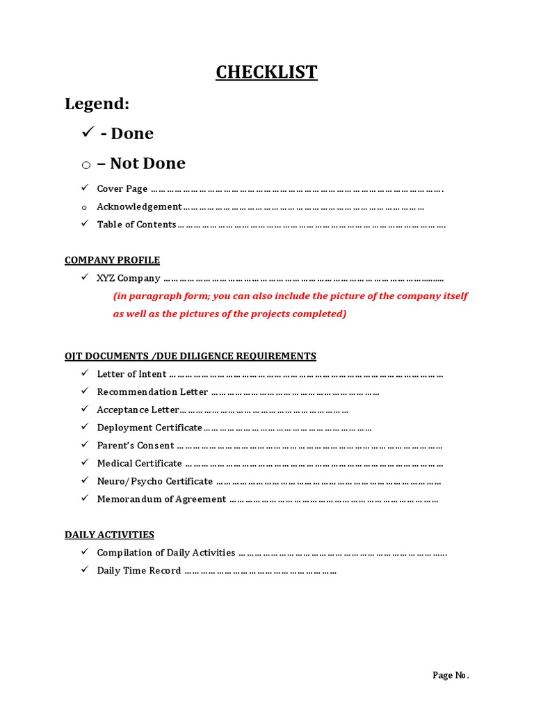 Checklist: Legend: - Done - Not Done | PDF | Computers | Technology ...