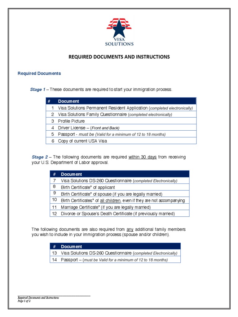 Required Documents and Instructions USA PDF | PDF | Travel Visa ...