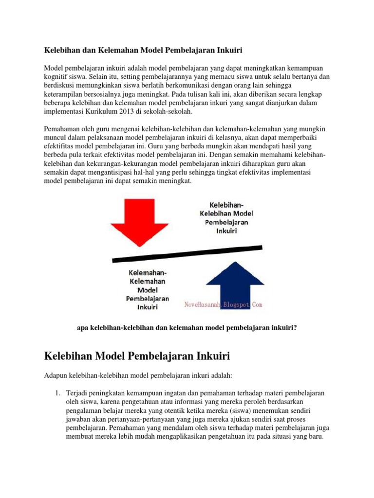 Kelebihan Dan Kelemahan Model Pembelajaran Inkuiri | PDF