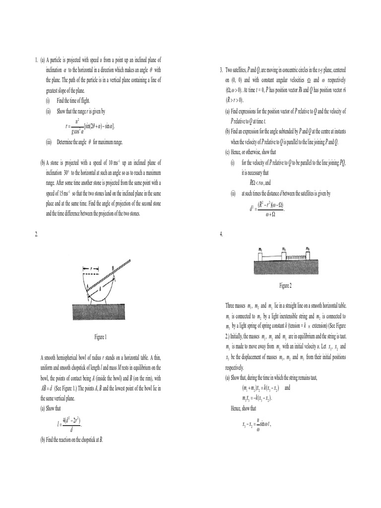 AL Applied Mathematics 1987 Paper1+2 (E) | PDF | Rotation Around A ...