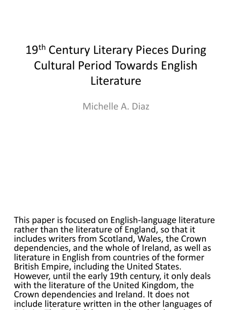 19 Century Literary Pieces During Cultural Period Towards English ...