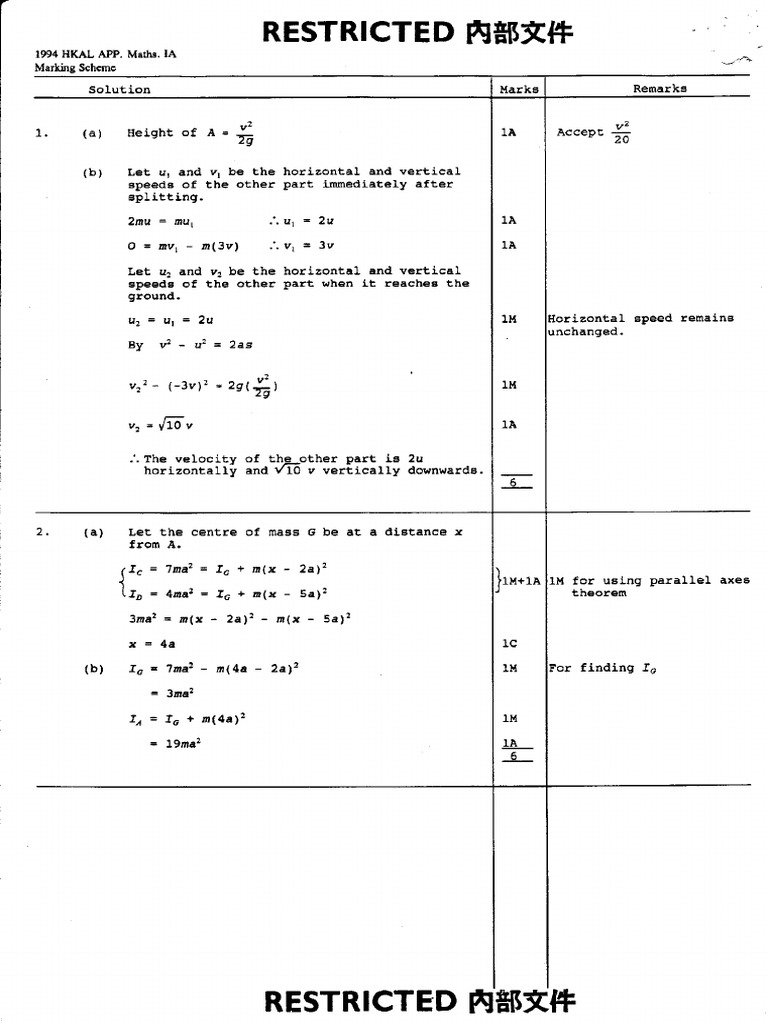 AL Applied Mathematics 1994 Paper1+2 (MS) PDF | PDF AL Applied Mathematics 1994 Paper1+2 (MS) PDF | PDF