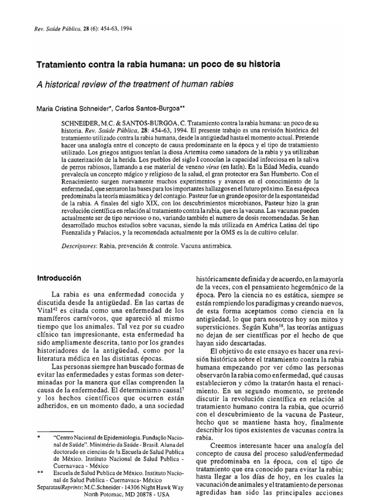 Historia Natural de La Rabia | PDF | Rabia | Luis Pasteur