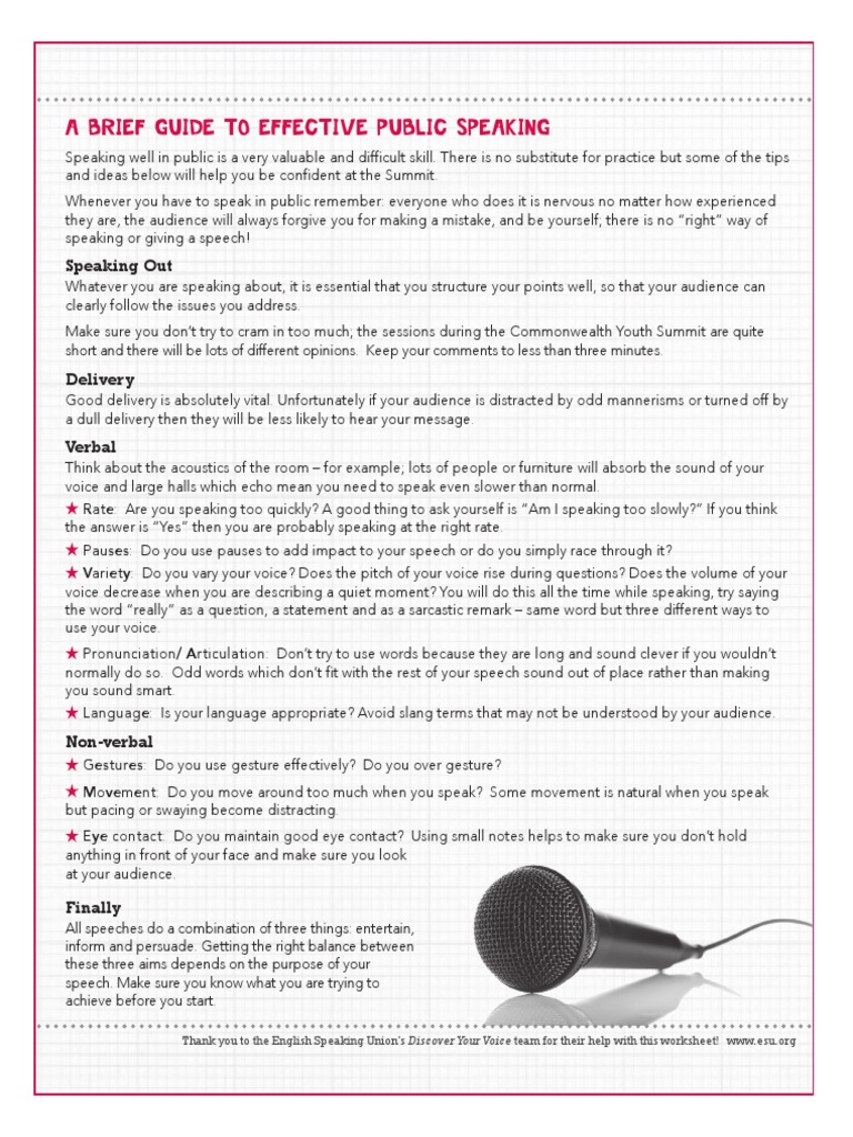 A Guide To Public Speaking PDF | PDF | Speech | Gesture