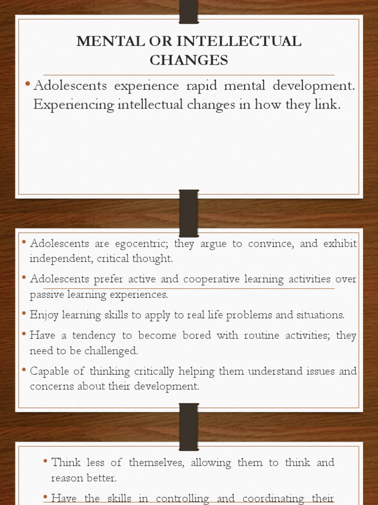 Mental or Intellectual Changes | PDF | Adolescence | Perspiration