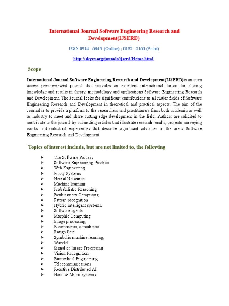 International Journal Software Engineering Research and Development ...