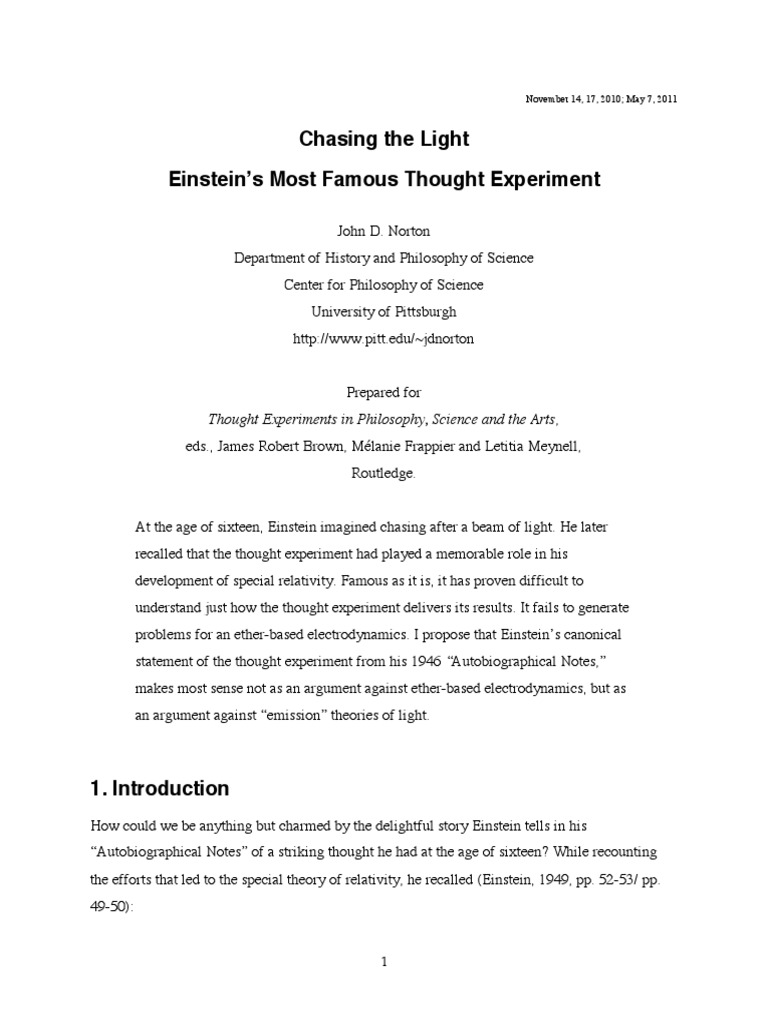 Chasing The Light Einstein S Most Famous Thought Experiment: Thought ...