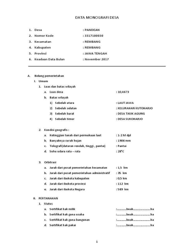 Monografi Desa | PDF