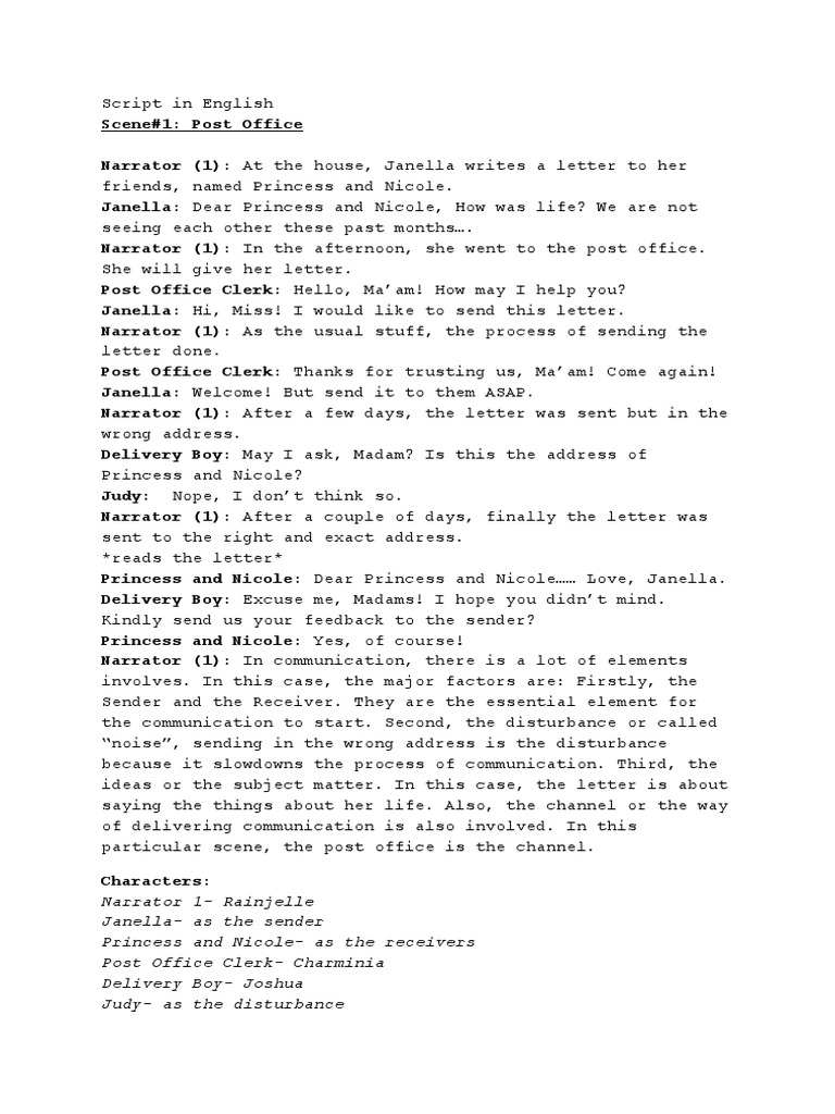 Script in English | PDF | Communication | Cognitive Science