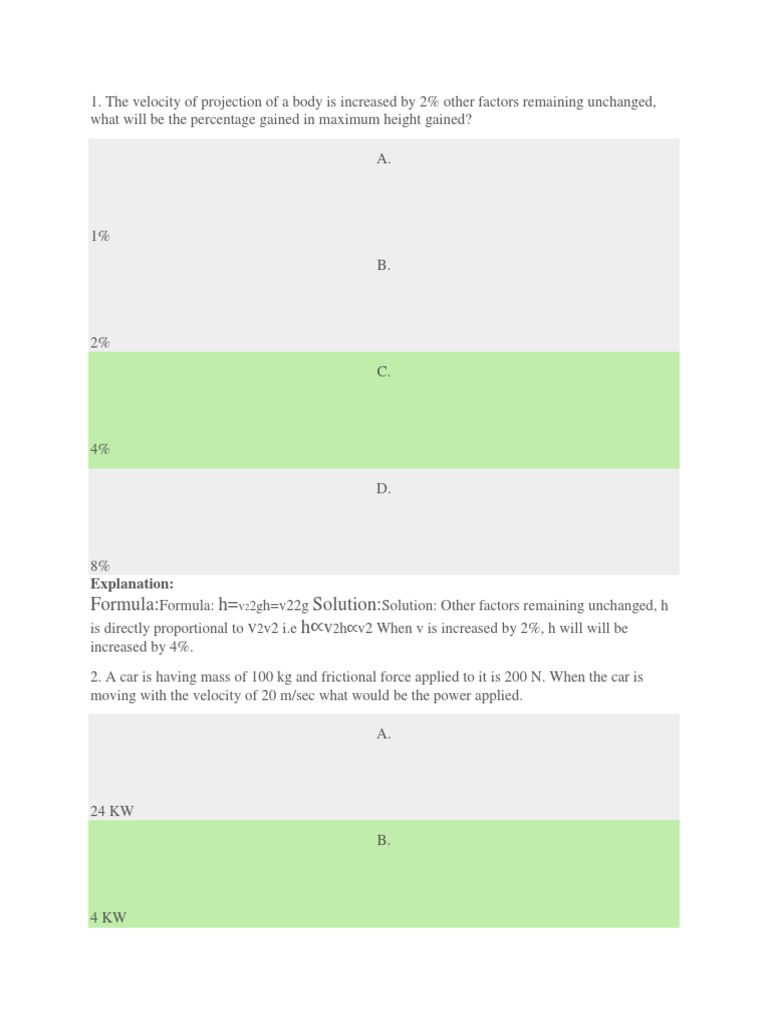 Formula: H Solution: V H V: Explanation | PDF | Rotation Around A Fixed ...