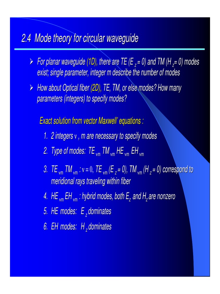 Mode Theory For Circular Waveguide | PDF | Waveguide | Optical Fiber