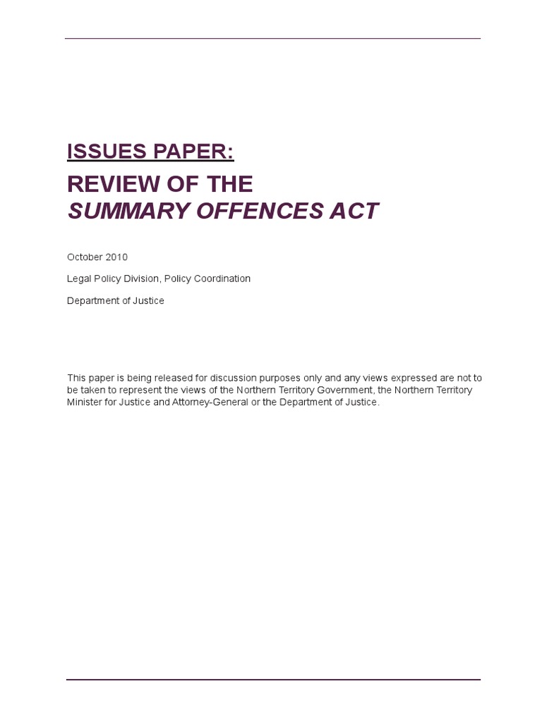 Summary Offences Layout | PDF | Punishments | Crime & Violence