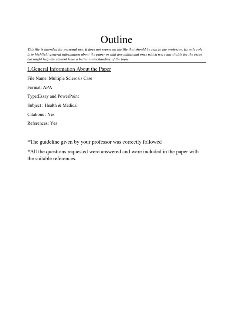 Outline Multiple Sclerosis | PDF | Cognition