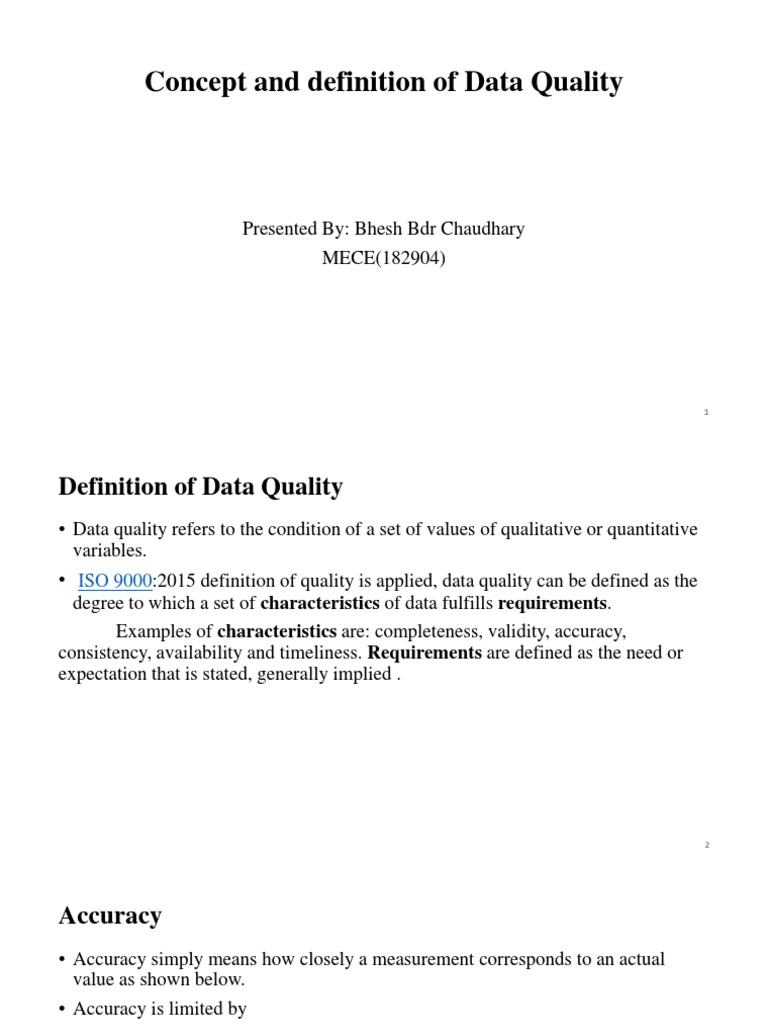 Concept and Definition of Data Quality | PDF | Data Quality | Accuracy ...