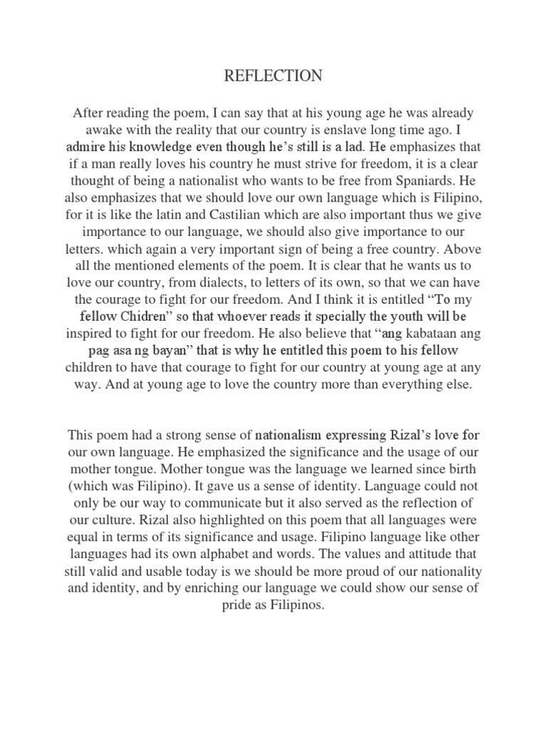 Reflection Sa Aking Mga Kababata | PDF