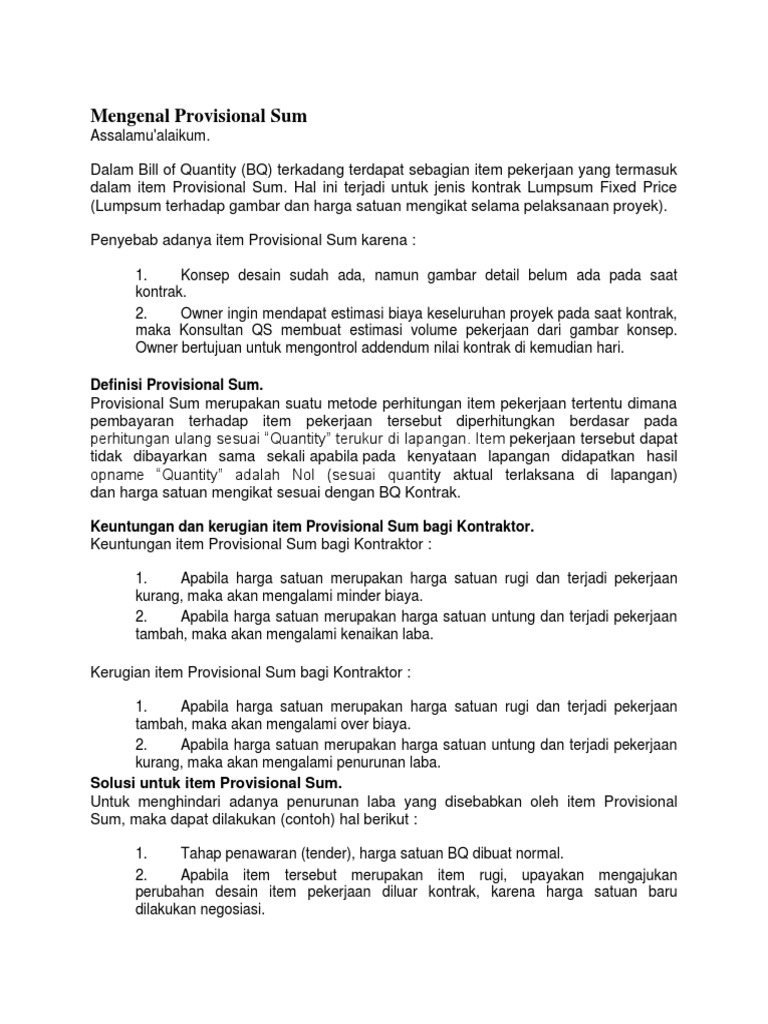 Provisional Sum | PDF Provisional Sum | PDF