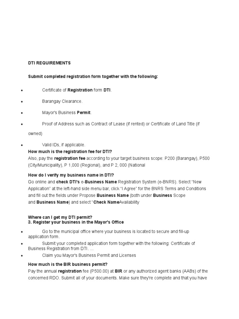 Dti Requirements | PDF | Transport Layer Security | Trade Name