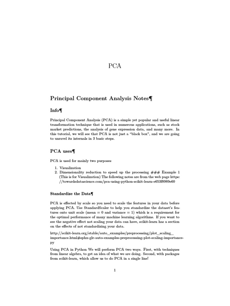 Principal Component Analysis Notes : Info | PDF | Eigenvalues And ...