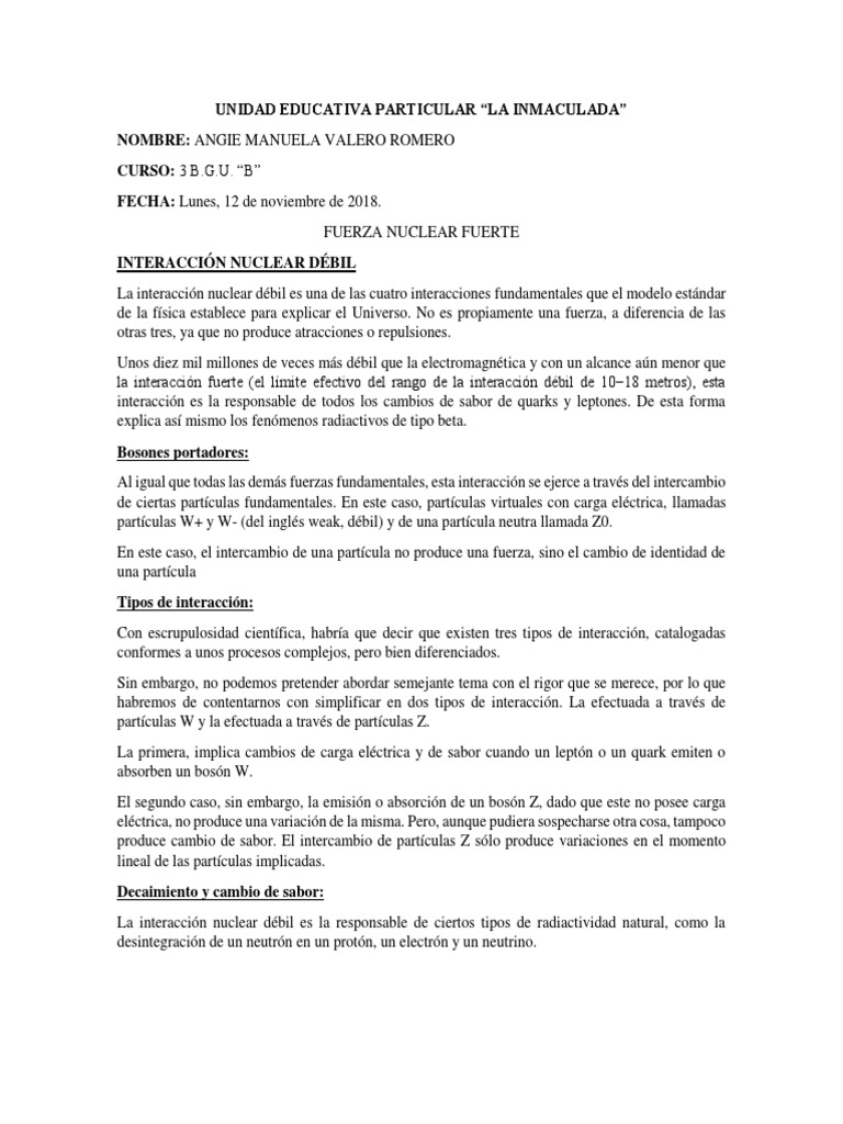 fUERZA NUCLEAR FUERTE Y DEBIL - DIPOLO INDUCIDA | PDF | Interacción ...