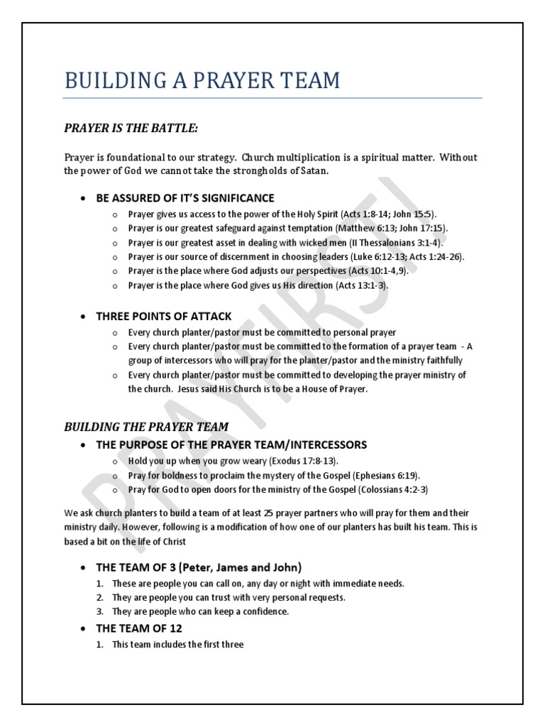 Building A Prayer Team2 | Download Free PDF | Intercession | Prayer