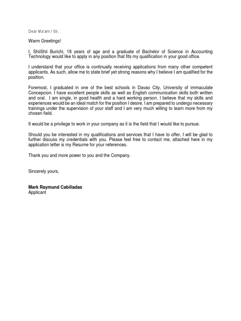 Dear Ma'am / Sir,: Mark Raymund Cabiliadas | PDF