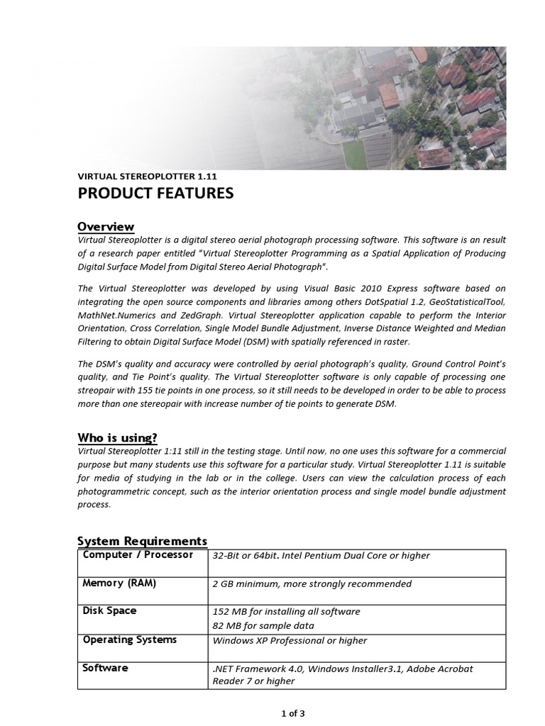 Product Features: Virtual Stereoplotter 1.11 | PDF | Stereoscopy | 3 D ...