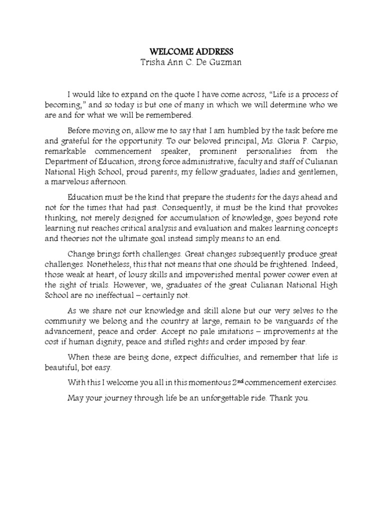 Welcome Address | PDF