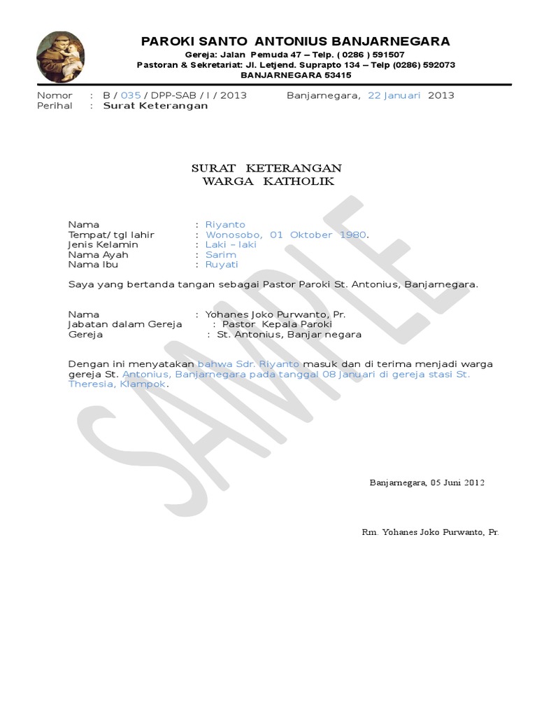 Contoh Surat Keterangan | PDF