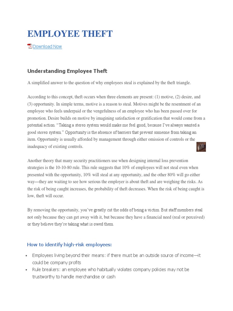 Employee Theft Prevention Guide | PDF | Theft | Motivation