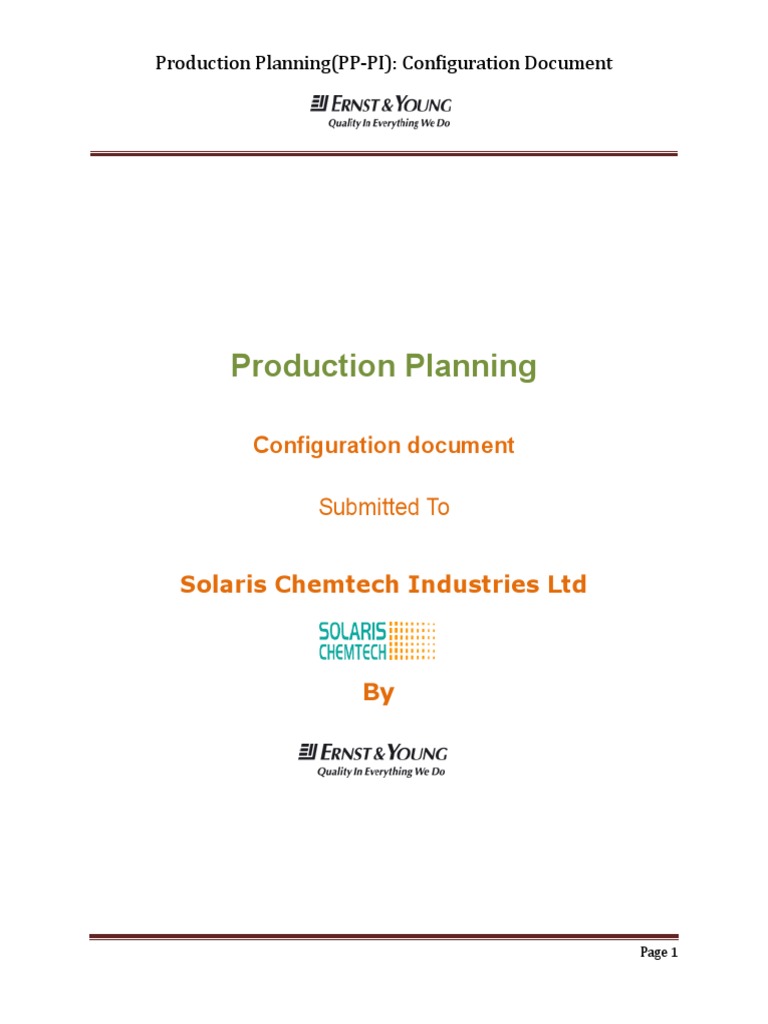 Production Planning: Configuration Document | PDF | Formula | Business ...
