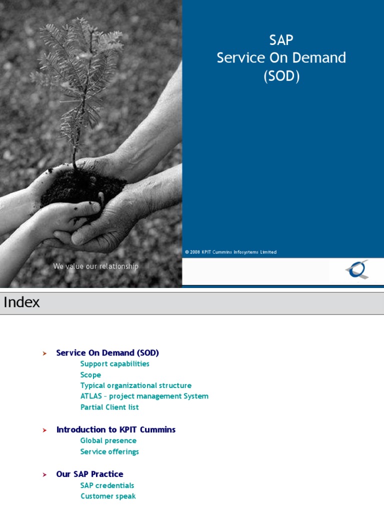 SAP Service On Demand (SOD) : We Value Our Relationship | PDF | Sap Se ...