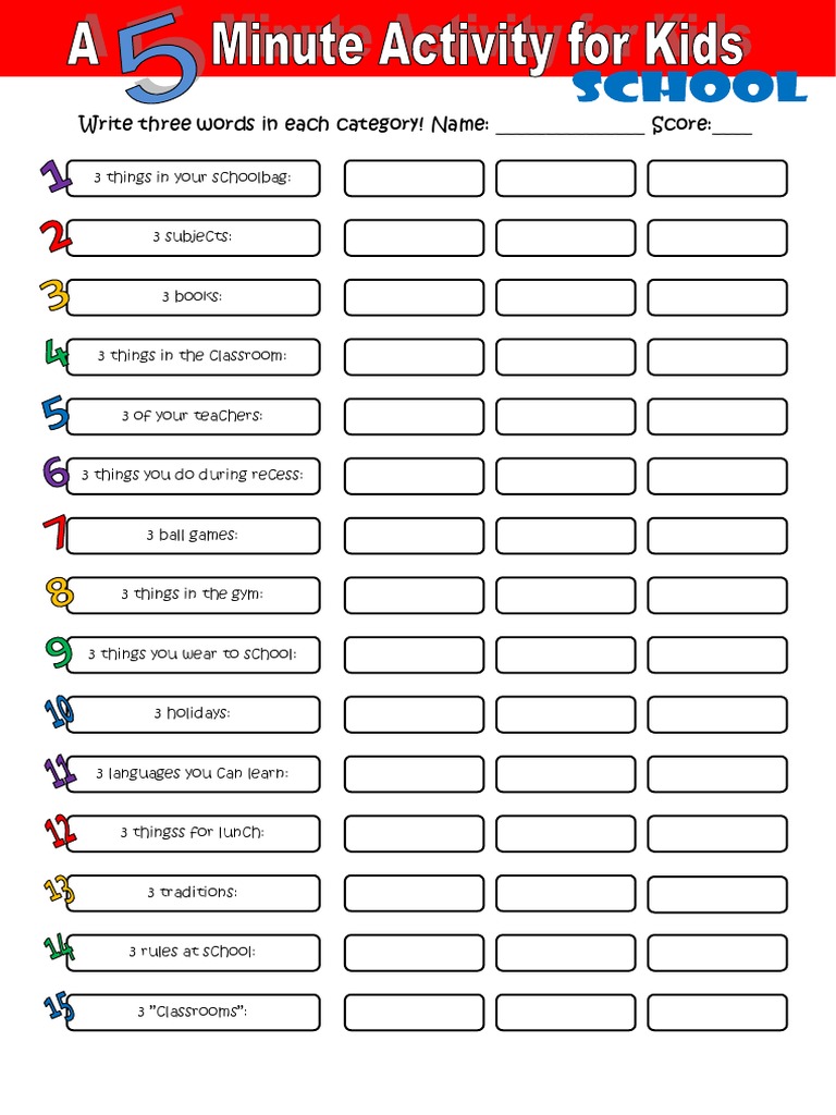 School Bag and Classroom Activities | PDF