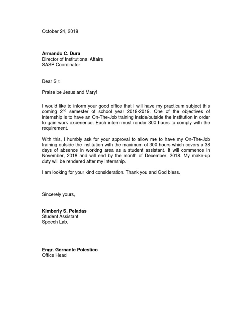 Letter For Internship Rea | PDF